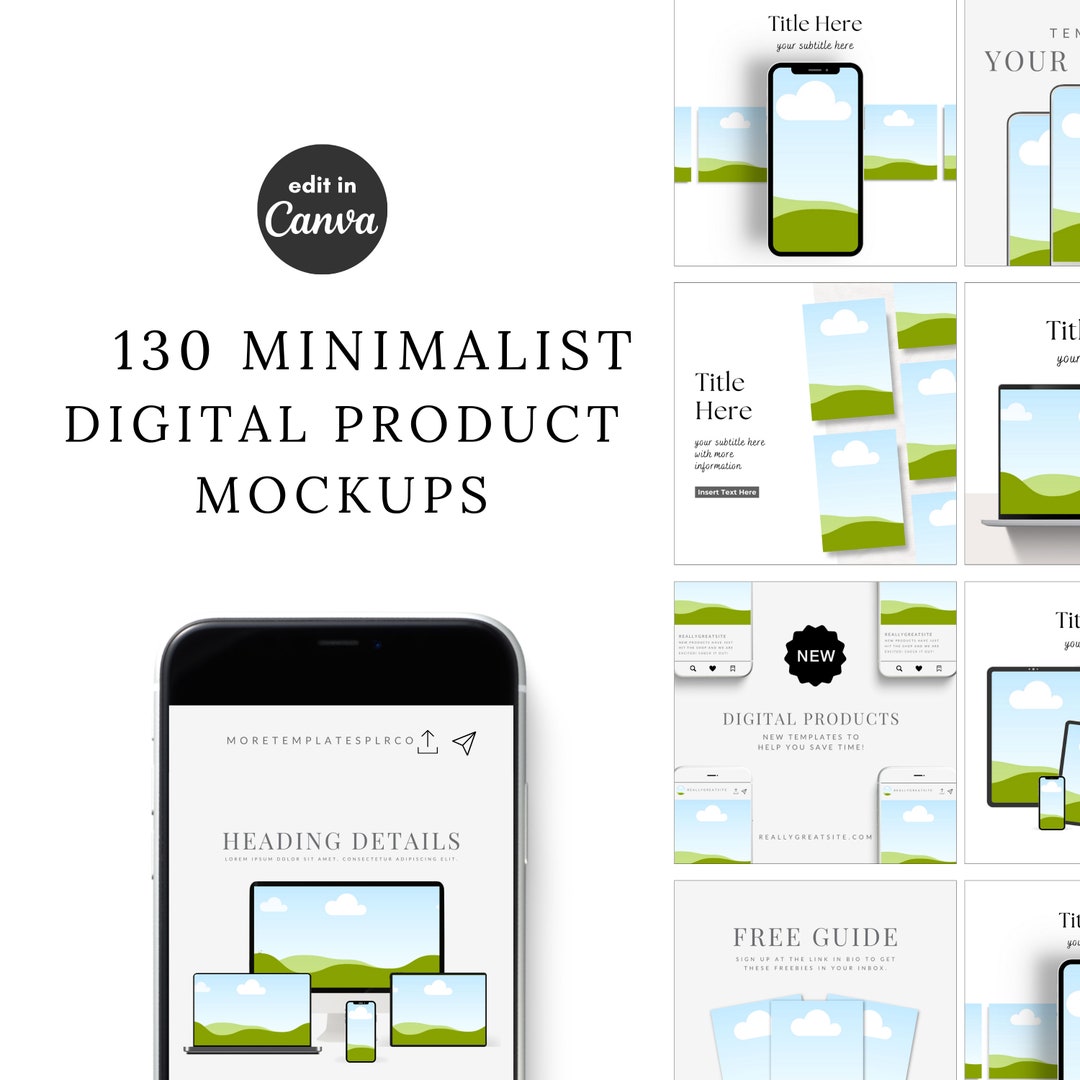 130+ Digital Product Mockups With PLR and MRR, Customizable Canva ...
