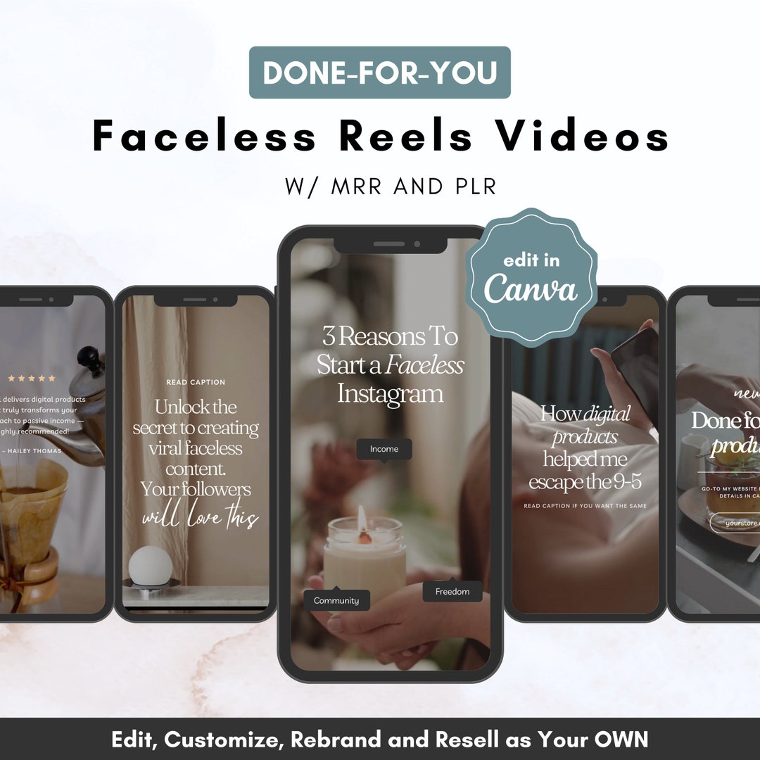 Faceless Reels With Master Resell Rights and PLR, Done for You Neutral ...