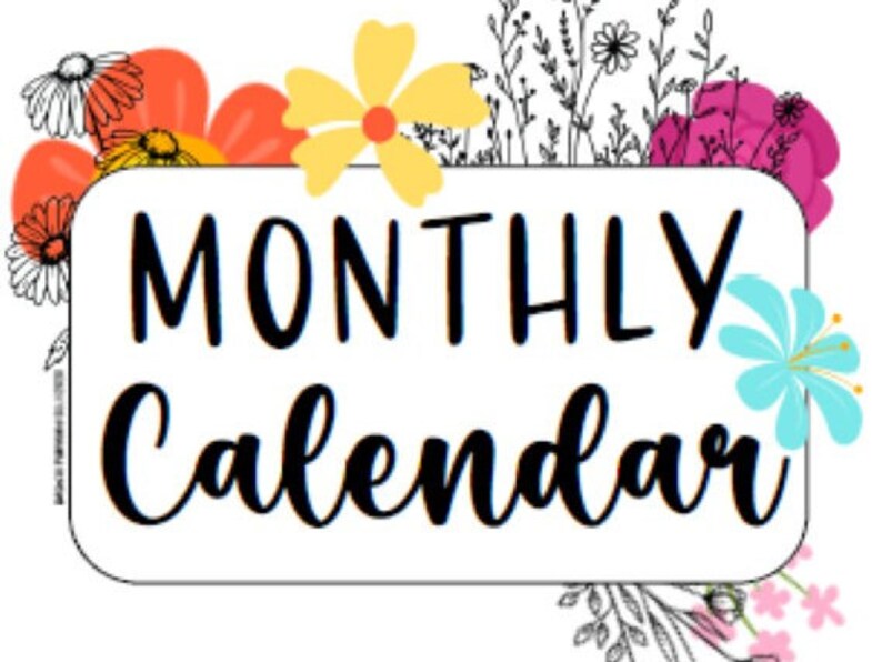 Printable Monthly Calendar PDF Instant Download Letter Two - Etsy