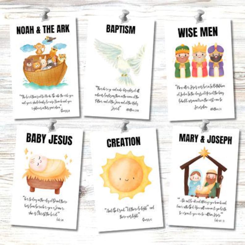 10 Bible Scripture Flash Cards, Digital Download, Pre School ...