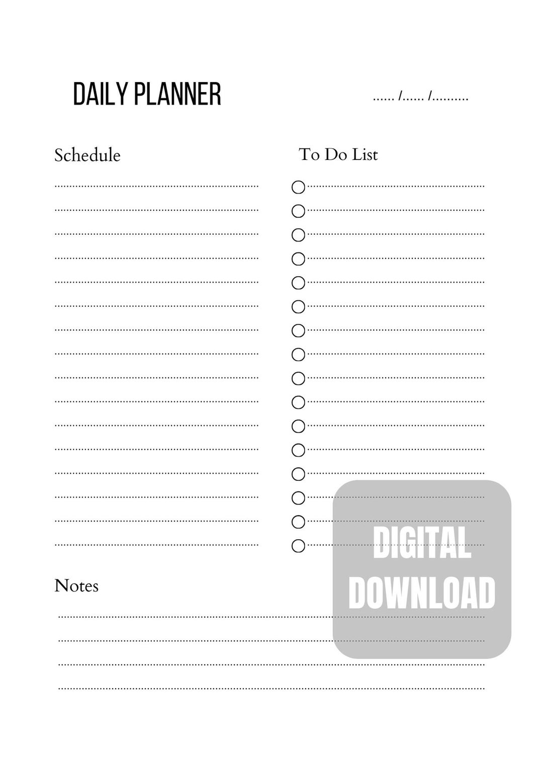 Minimalist Daily Planner Printable, Undated Planner Inserts, Daily to ...