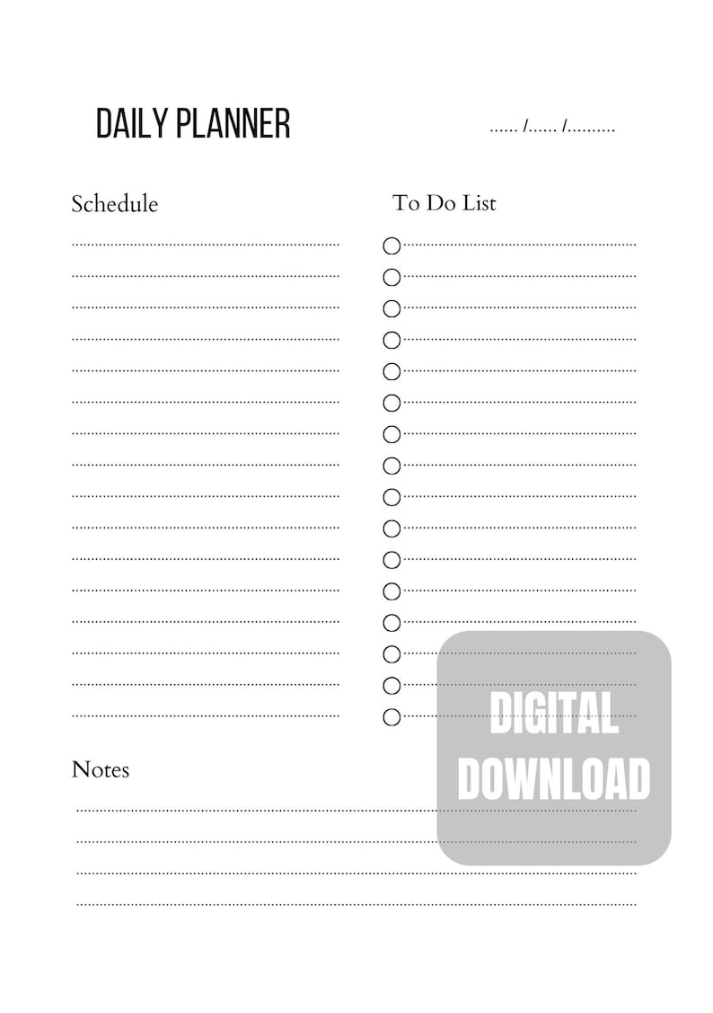 Minimalist Daily Planner Printable, Undated Planner Inserts, Daily to ...
