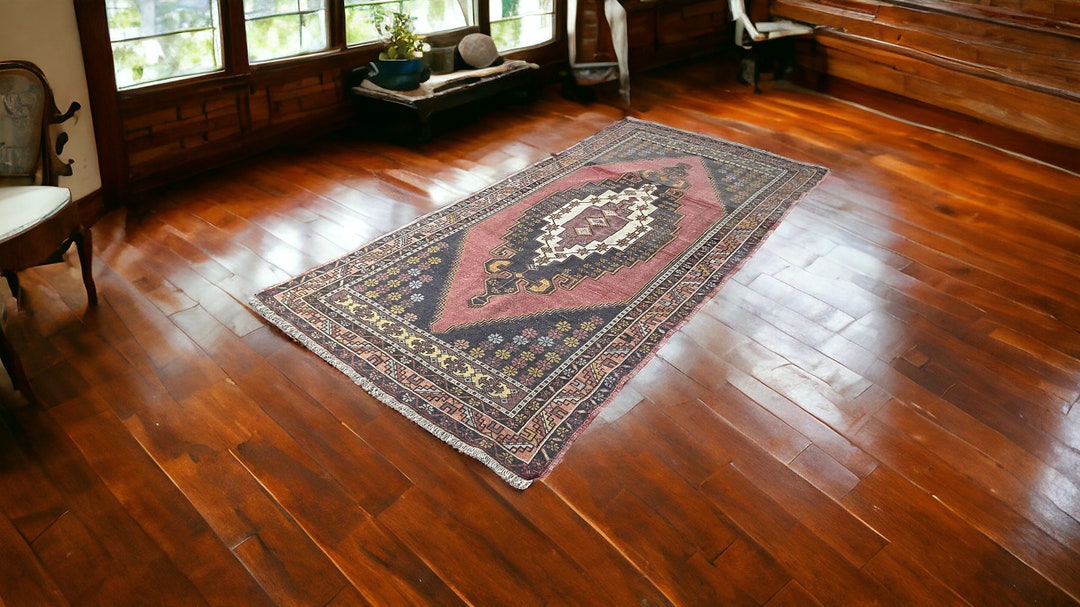 4x9 Red Turkish Flowers Oushak Rug, Home Decor Product, Vintage Area ...