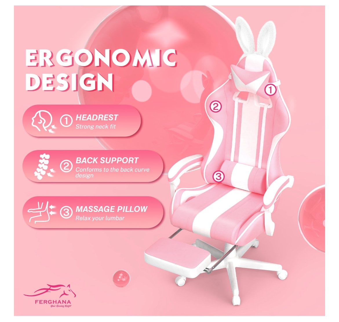 Pink and White Gaming Chair - Etsy