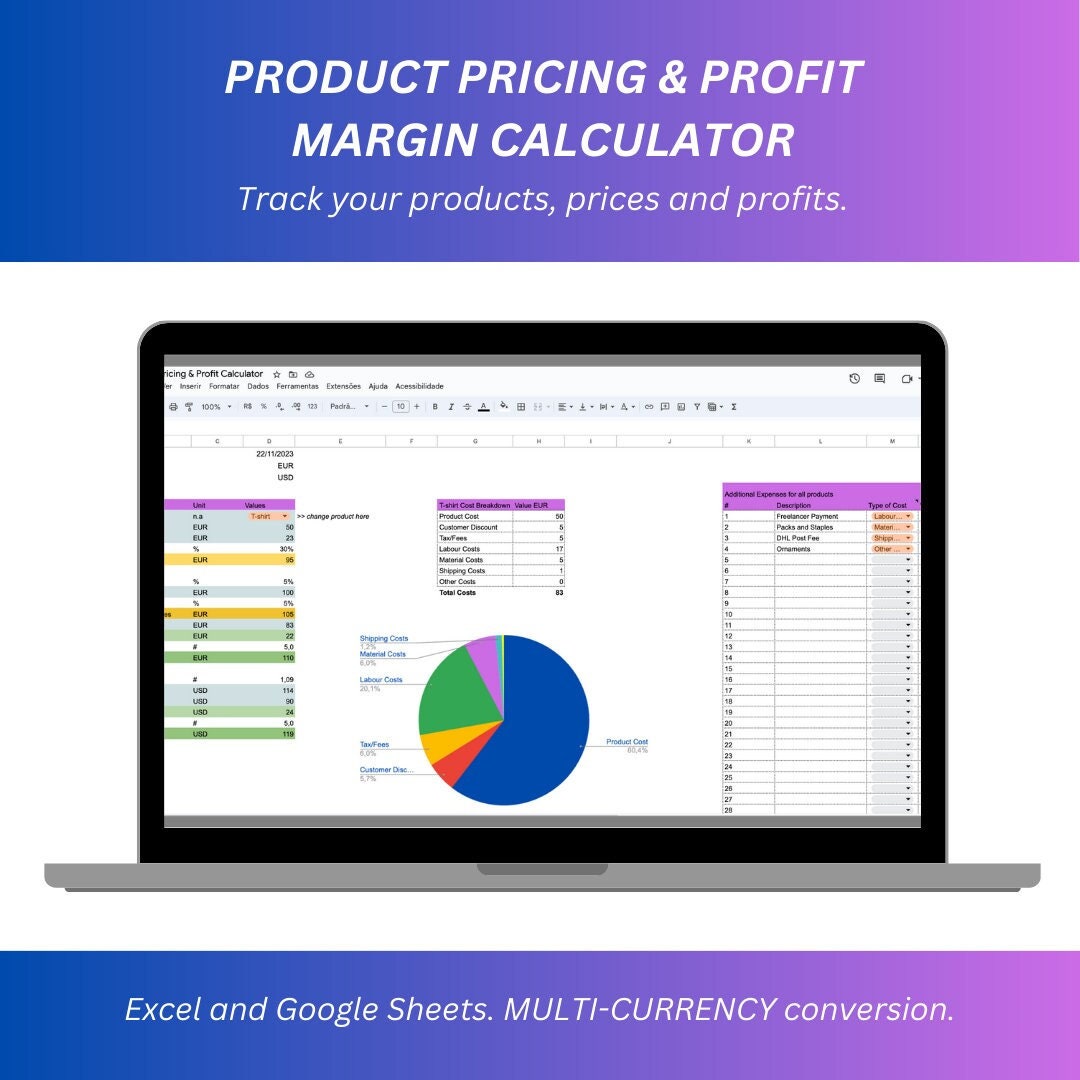 Price and Profit Calculator Spreadsheet. Perfect for Small Businesses ...