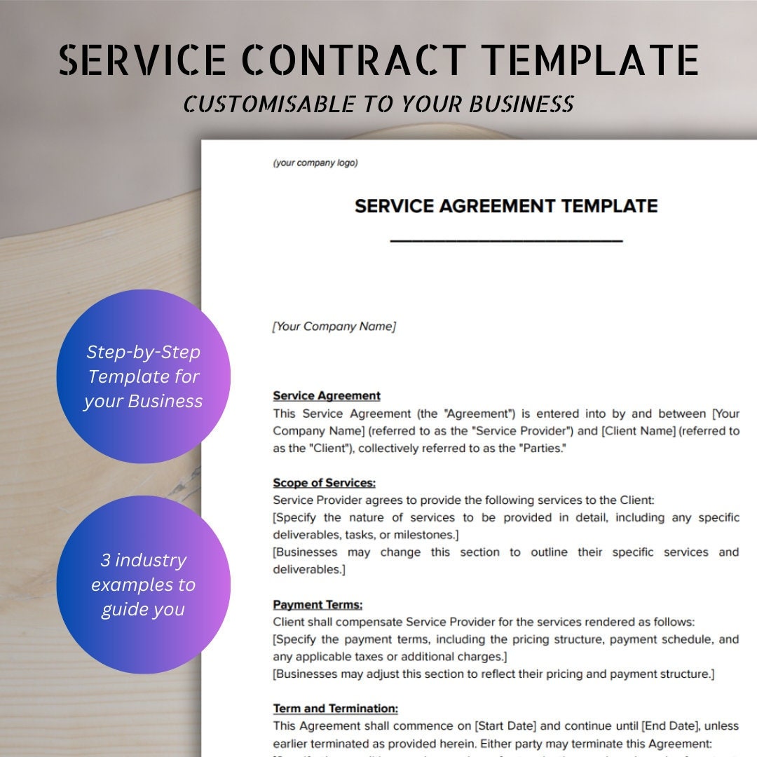 Service Contract Form, Service Agreement, Client Contract, Client ...