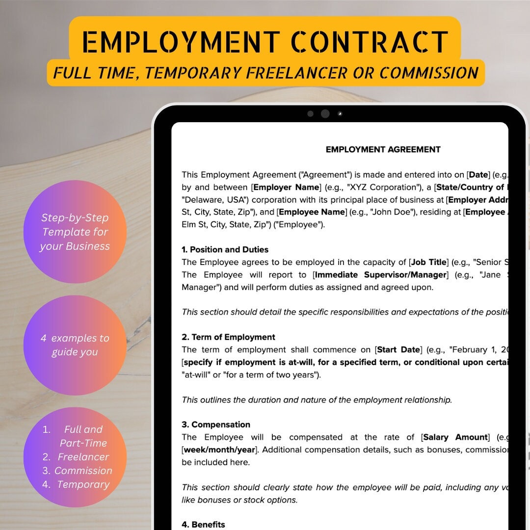 Employment Contract Agreement. Printable Employment Agreement Template ...