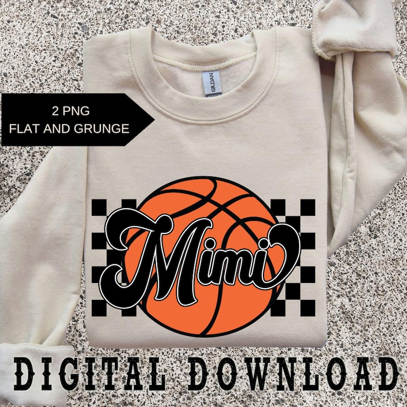 Checkered Basketball Mimi PNG: Retro Sublimation Design (digital ...
