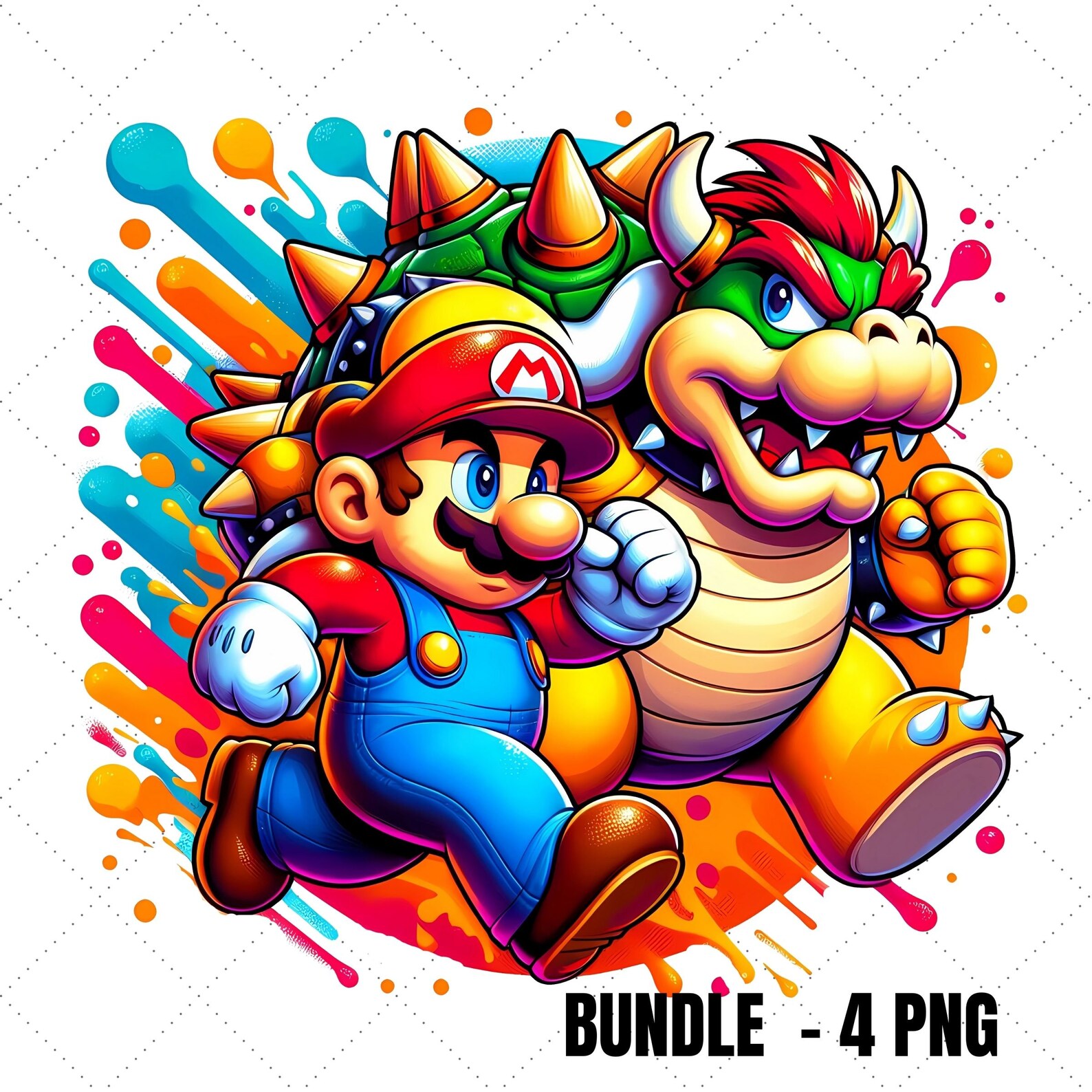 Super Mario & Bowser Splash Art PNG Bundle (digital Download) - Etsy
