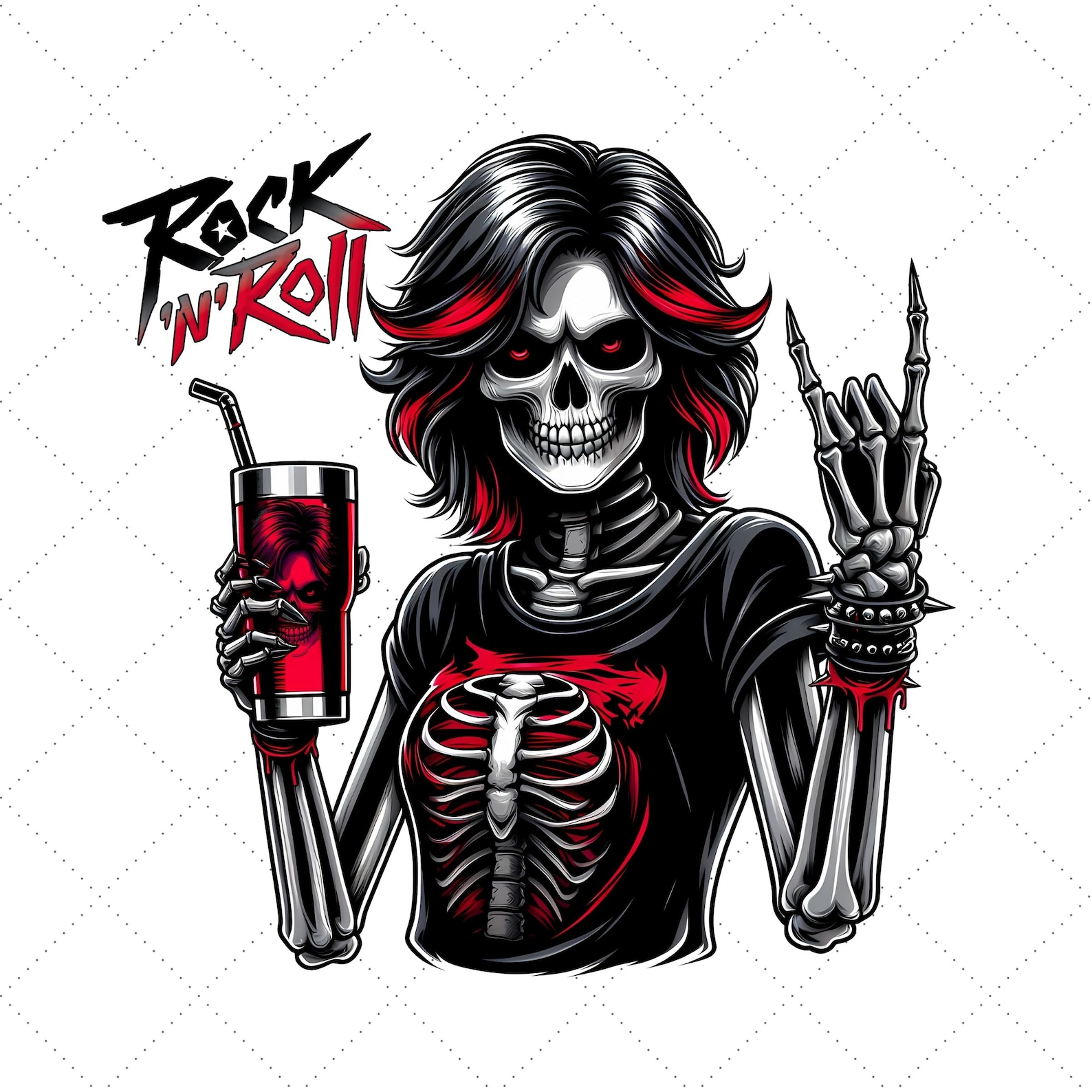 Rock N Roll Png, Rock Music, Skeleton Woman Character, Rock 'n' Roll ...