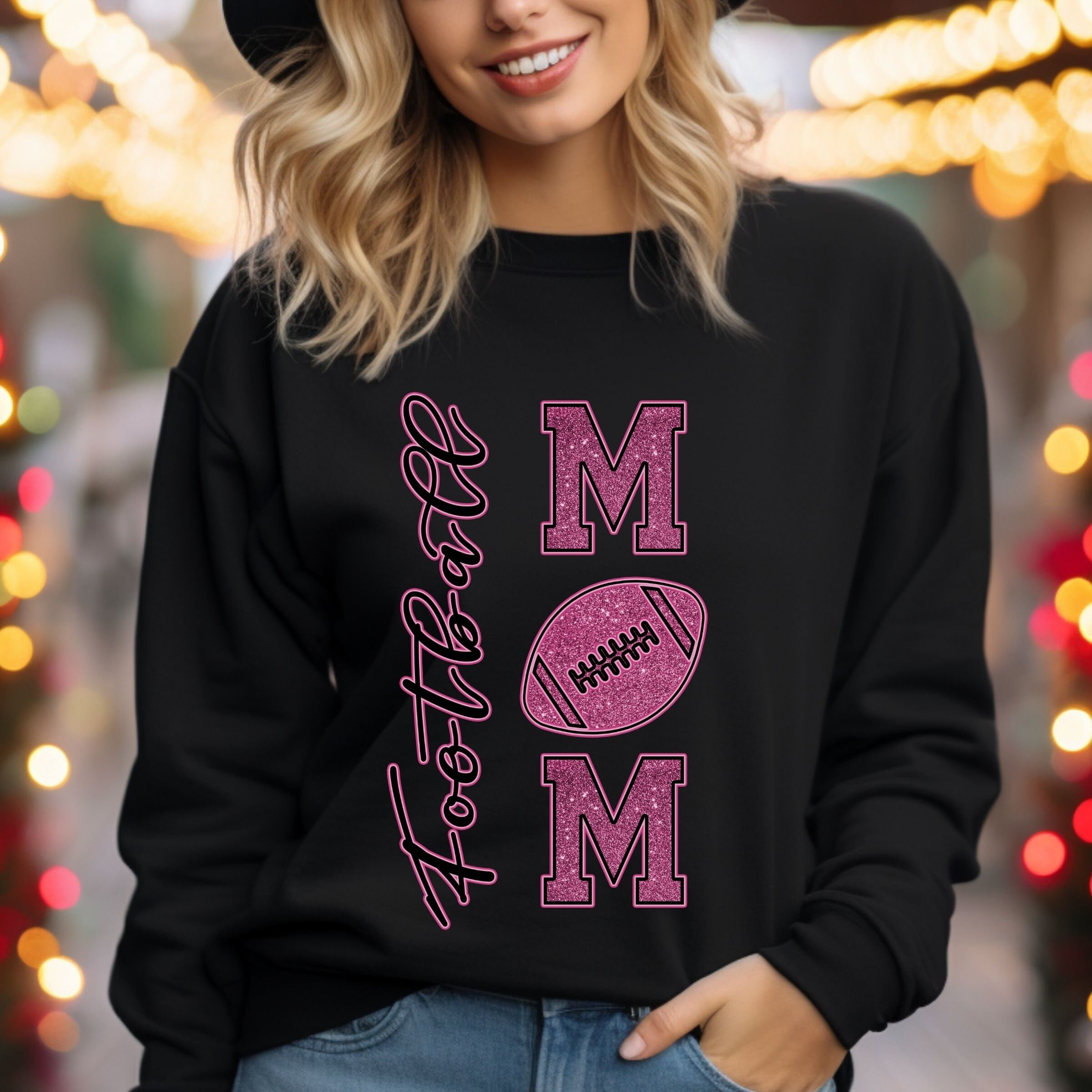 Football Mom Png, Pink Glitter Football Ball, Digital Download ...