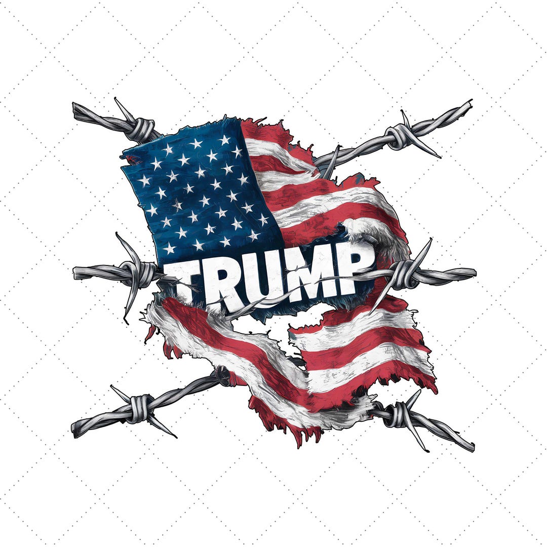 Trump American Flag PNG, Distressed USA Flag Shirt Design, Barbed Wire ...