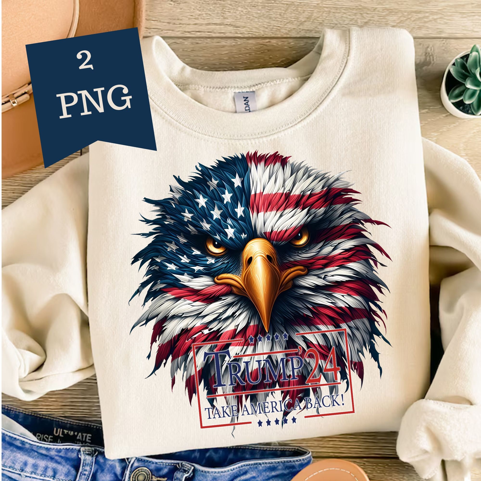 Trump Eagle Png, Sublimation T-shirt Design Png, American Flag and Bald ...