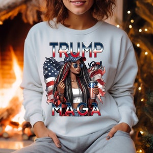 Trump Afro American Girl Png, Maga Png, Box Braid Hairstyle, African ...