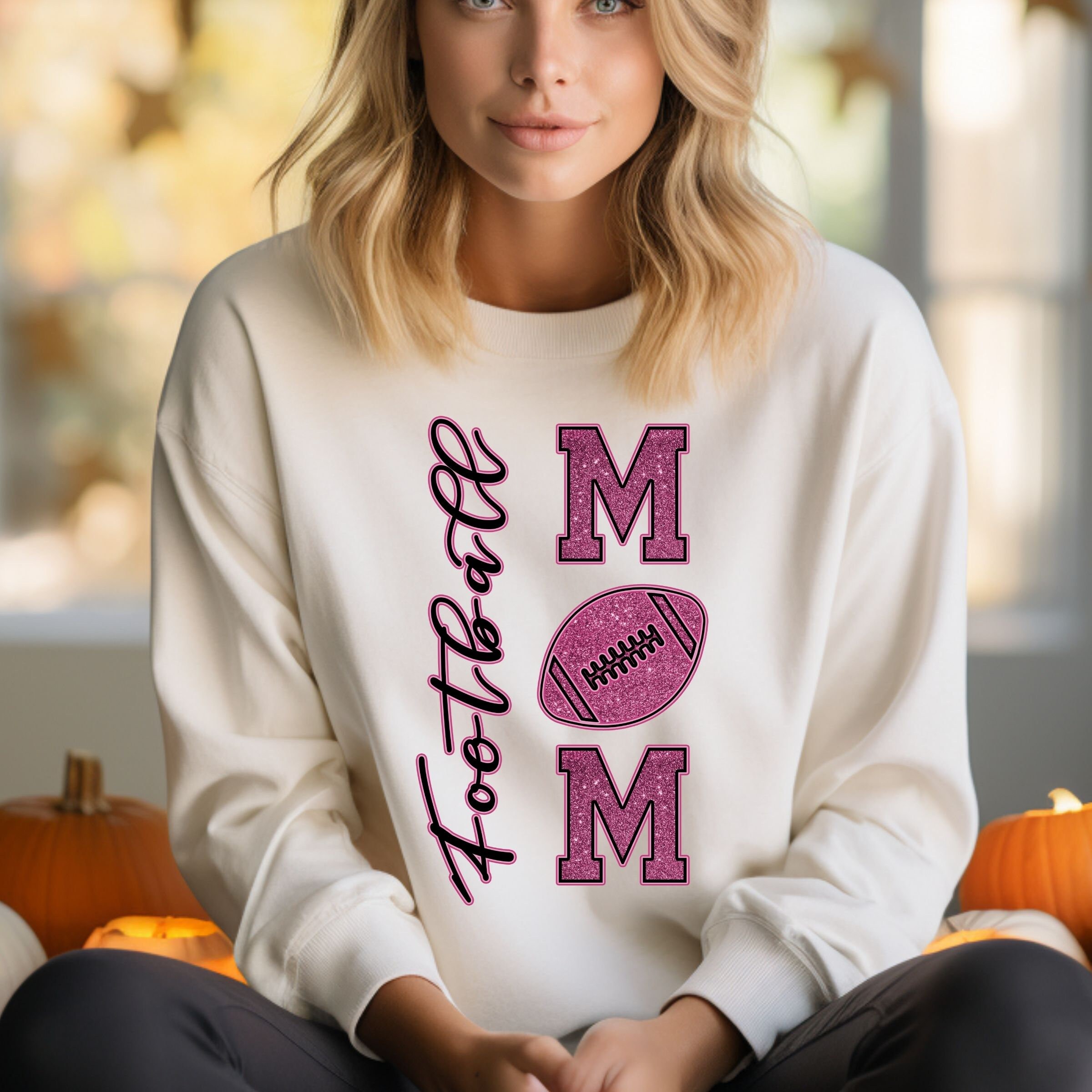 Football Mom Png, Pink Glitter Football Ball, Digital Download ...