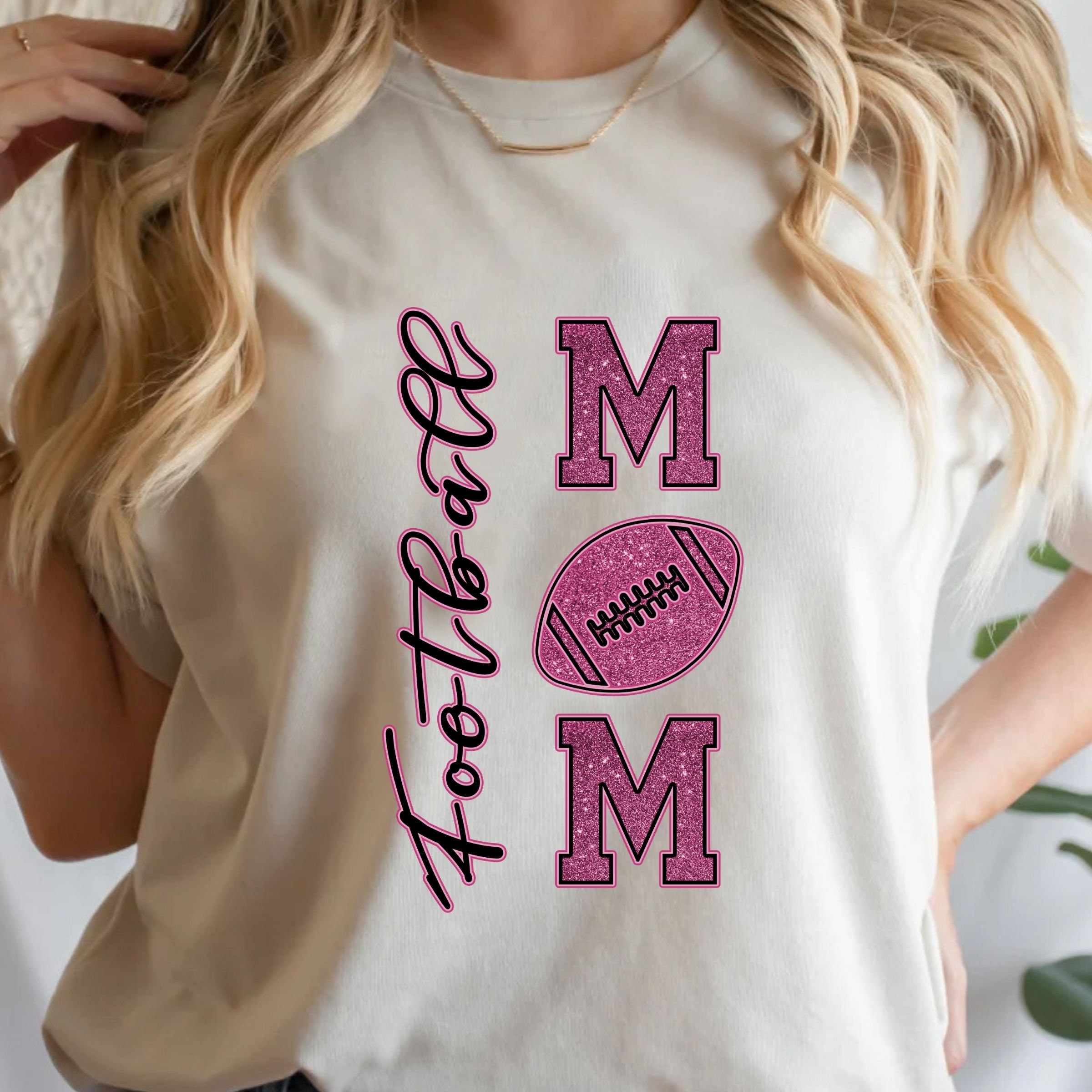Football Mom Png, Pink Glitter Football Ball, Digital Download ...