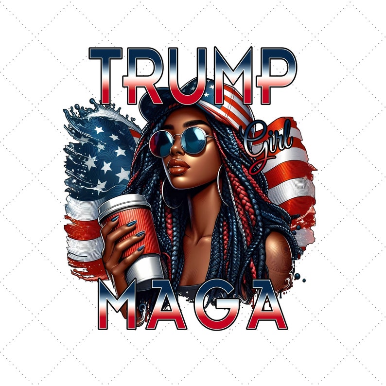 Maga Afro American Girl Png, Trump Png, Box Braid Hairstyle, African ...