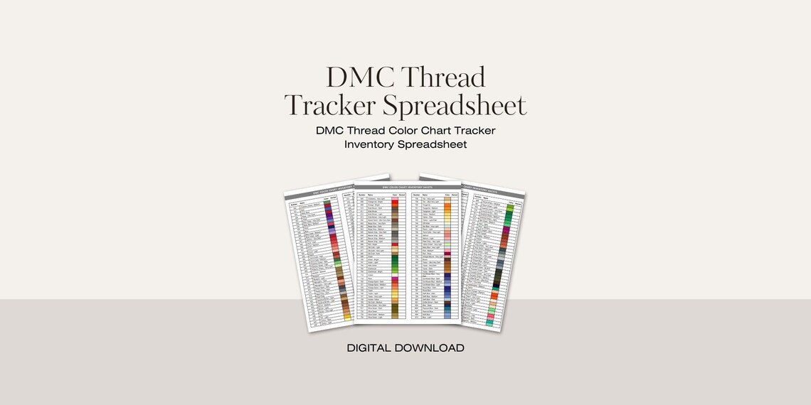 DMC Thread Color Chart Tracker Inventory Spreadsheet - Etsy