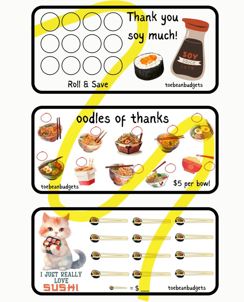 Soy and Oodles: Thank You Mini Saving Challenges - Etsy