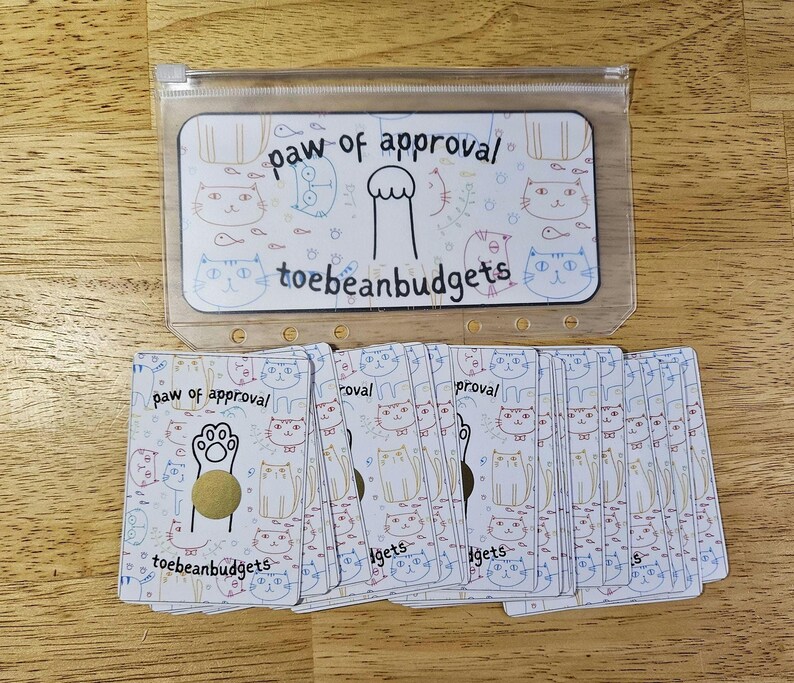 Paw of Approval Cat Card Saving Challenge Set - Etsy