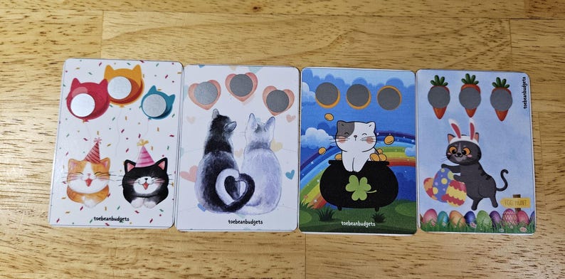 12 Monthly Cat Card Saving Challenge Set - Etsy