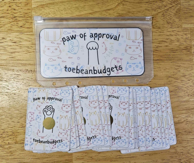 Paw of Approval Cat Card Saving Challenge Set - Etsy