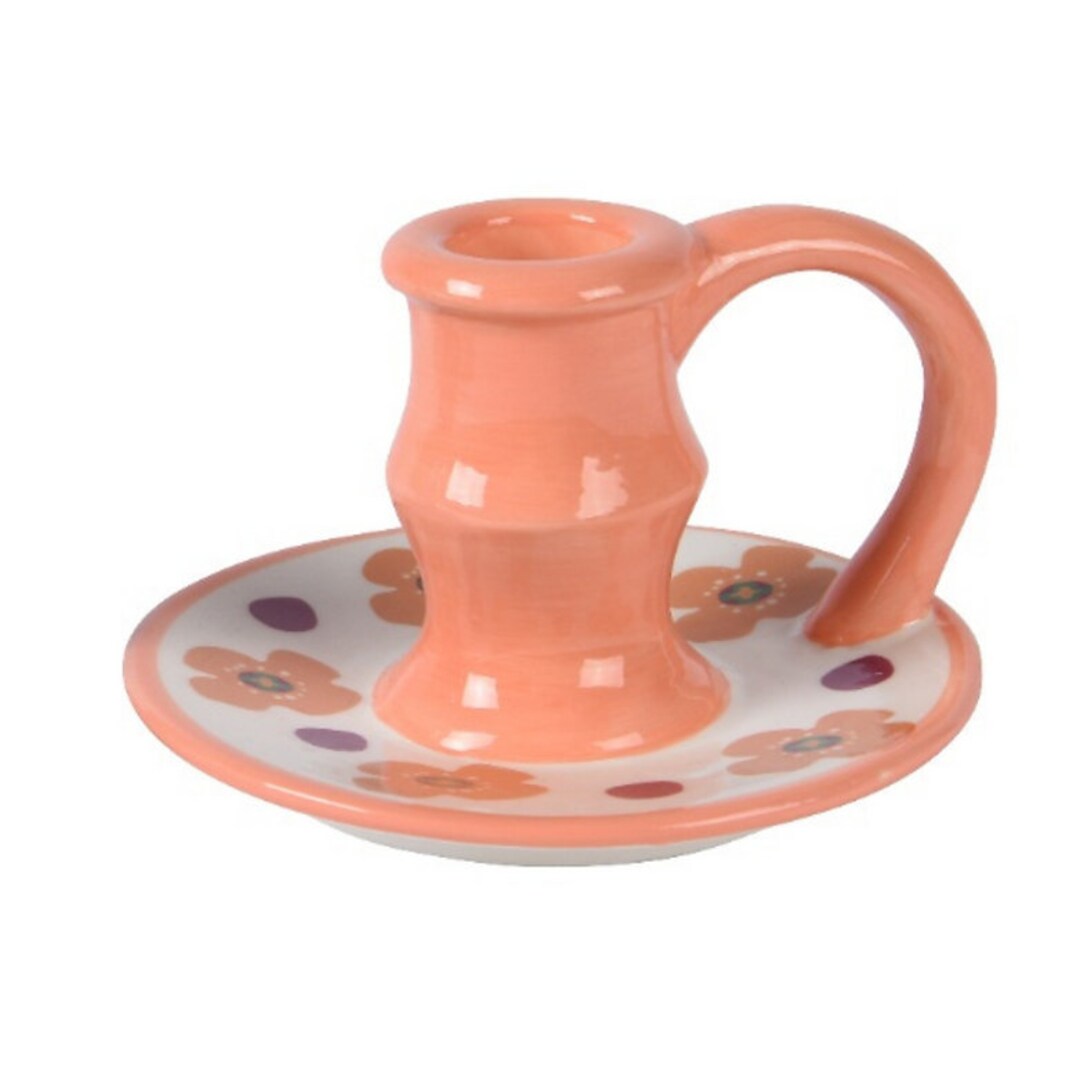 Floral Candlestick Holder Peach - Etsy