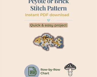 Gold Fish Brick Stitch Pattern, Ocean Animal Beaded Earrings (PDF ...
