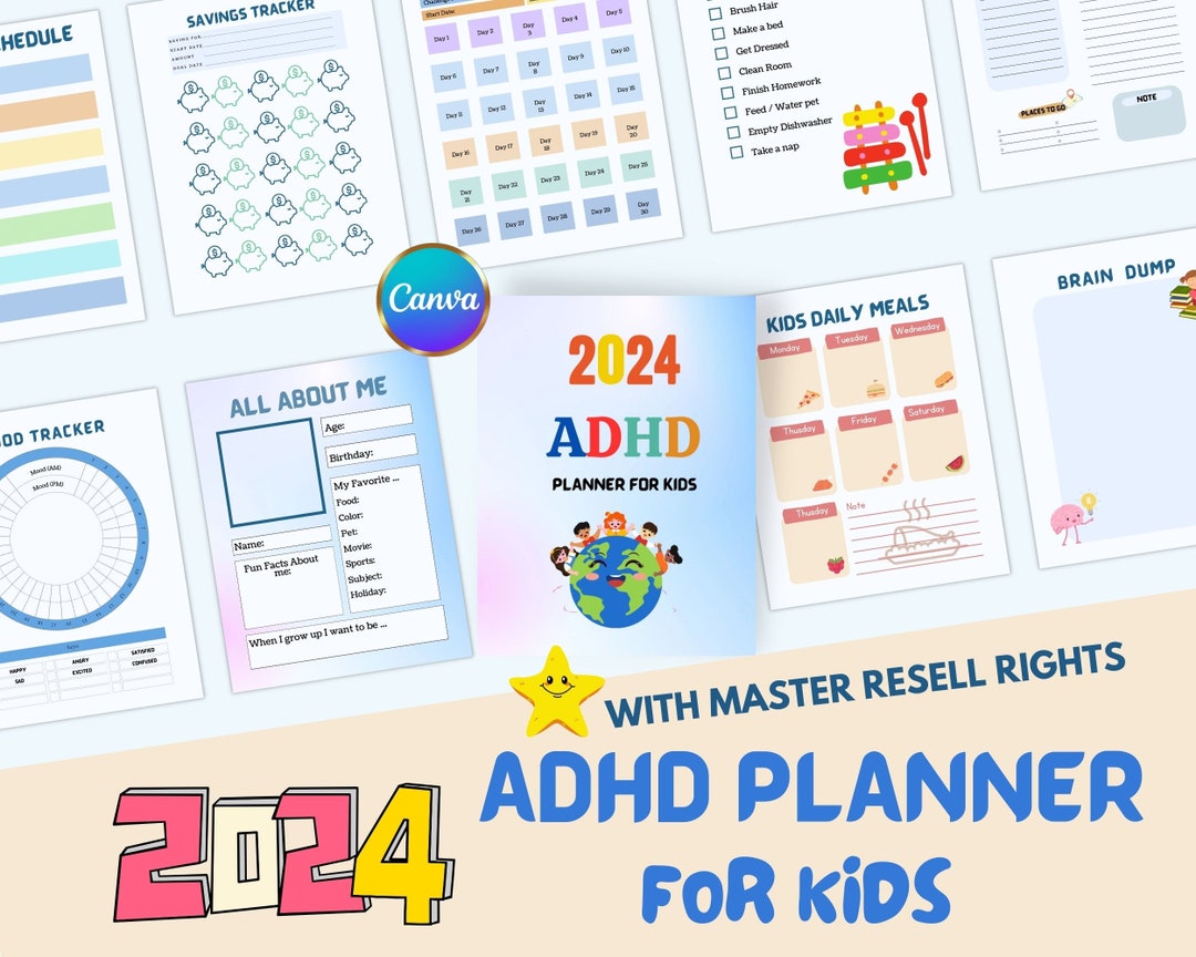 ADHD Kids Planner, ADHD Digital Planner, Kids Planner, Daily, Monthly ...