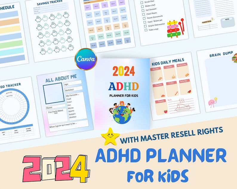 ADHD Kids Planner, ADHD Digital Planner, Kids Planner, Daily, Monthly ...