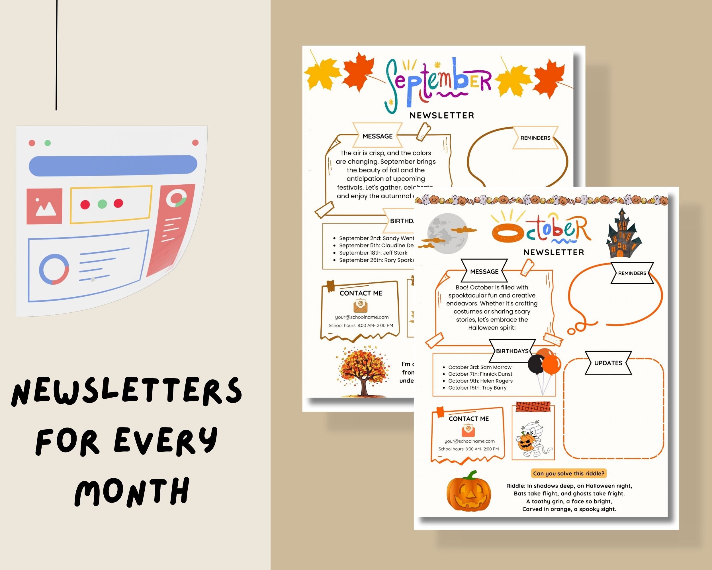 Newsletter Template, Editable Classroom Newsletter Template, Canva ...