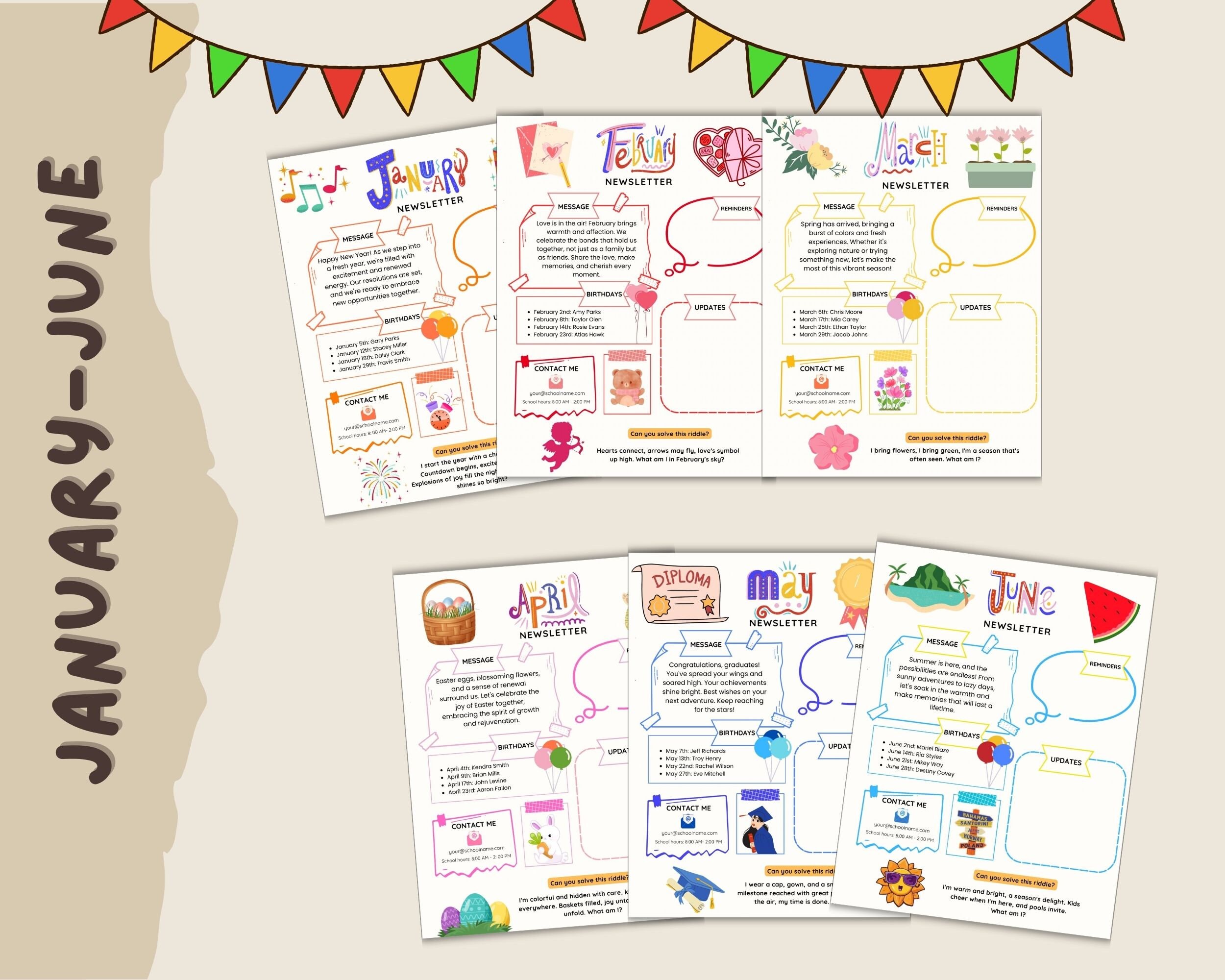 Newsletter Template, Editable Classroom Newsletter Template, Canva ...