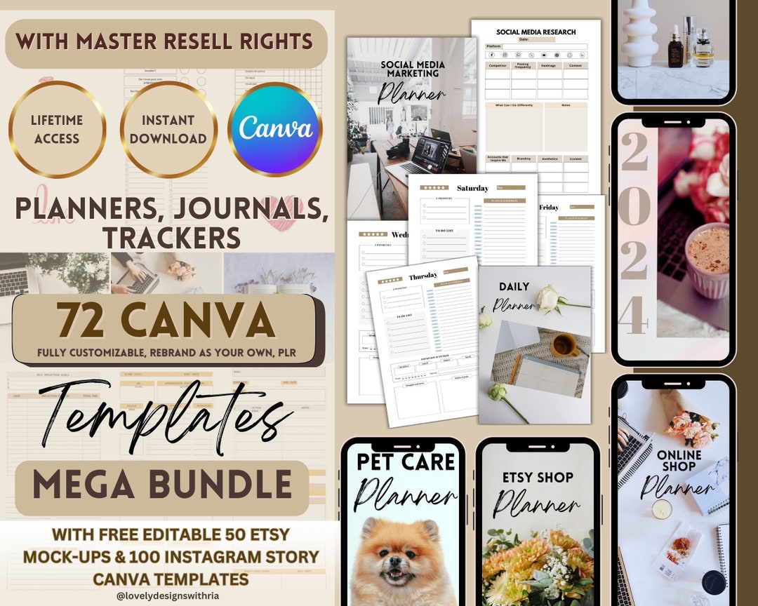 72 Canva PLR Templates, PLR Digital Planners, Journals, Trackers ...