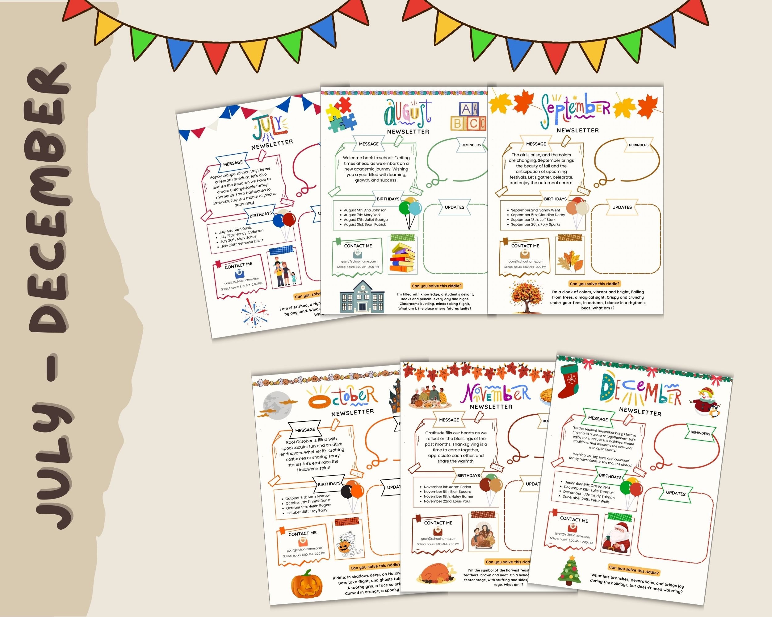 Newsletter Template, Editable Classroom Newsletter Template, Canva ...