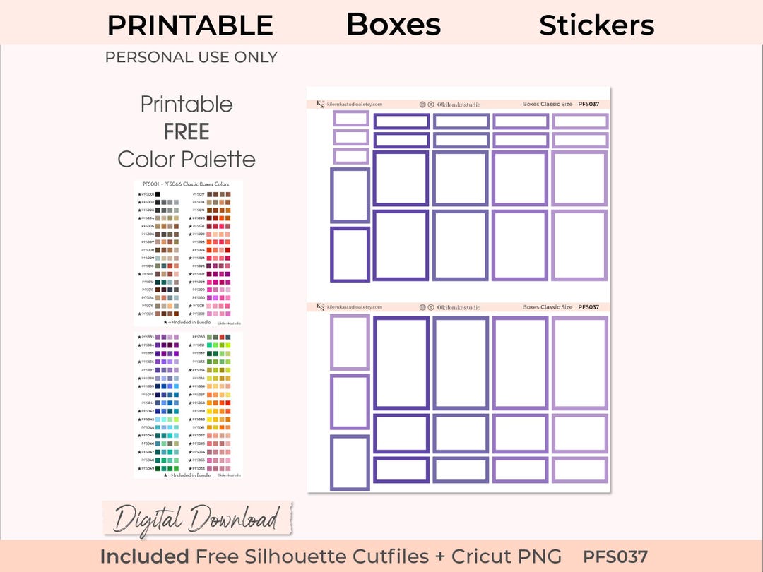 FULL BOXES Printable Planner Stickers, Functional Stickers, Happy ...