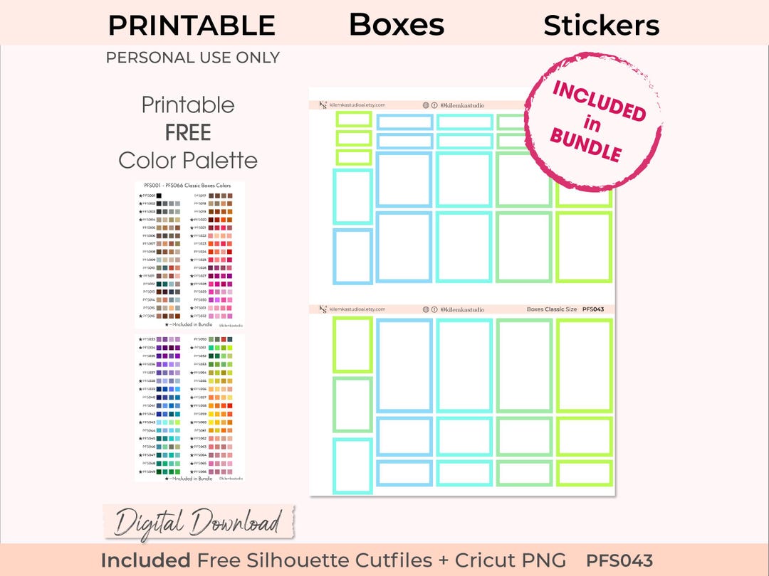FULL BOXES Printable Planner Stickers, Functional Stickers, Happy ...