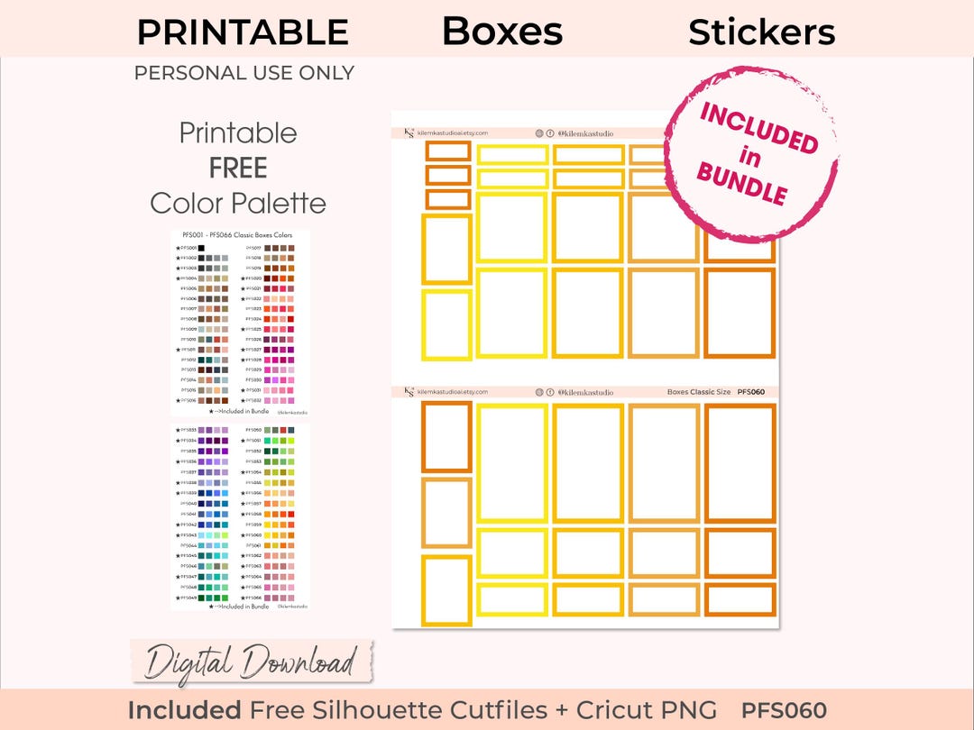 FULL BOXES Printable Planner Stickers, Functional Stickers, Happy ...