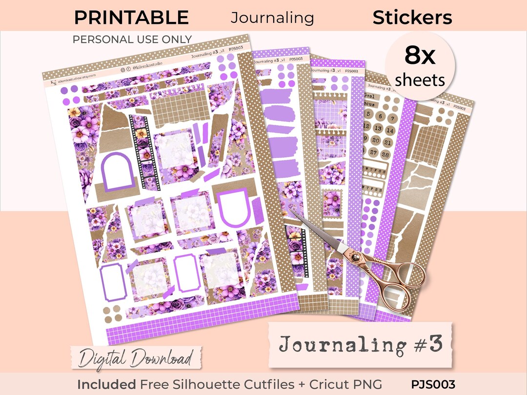 JOURNALING STICKERS KIT – Printable Planner Stickers for Bullet ...