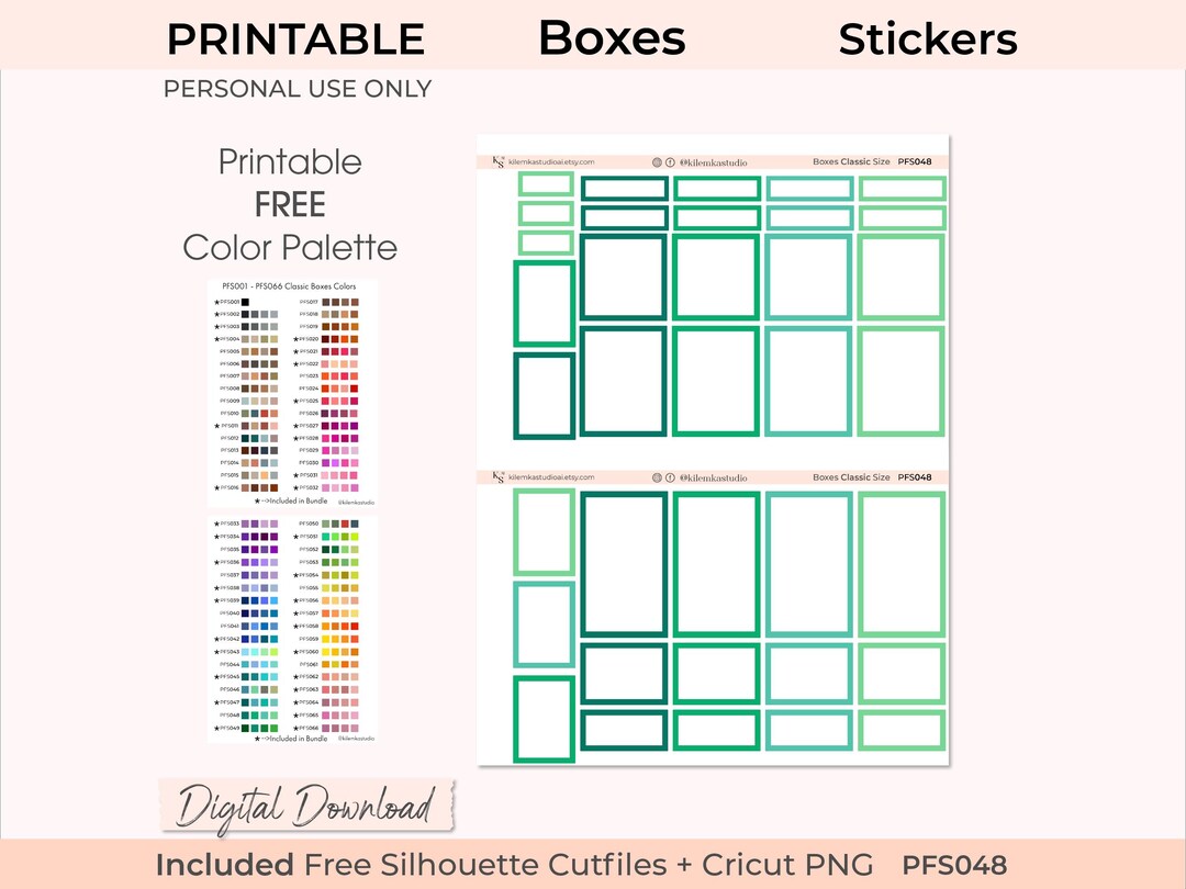 FULL BOXES Printable Planner Stickers, Functional Stickers, Happy ...