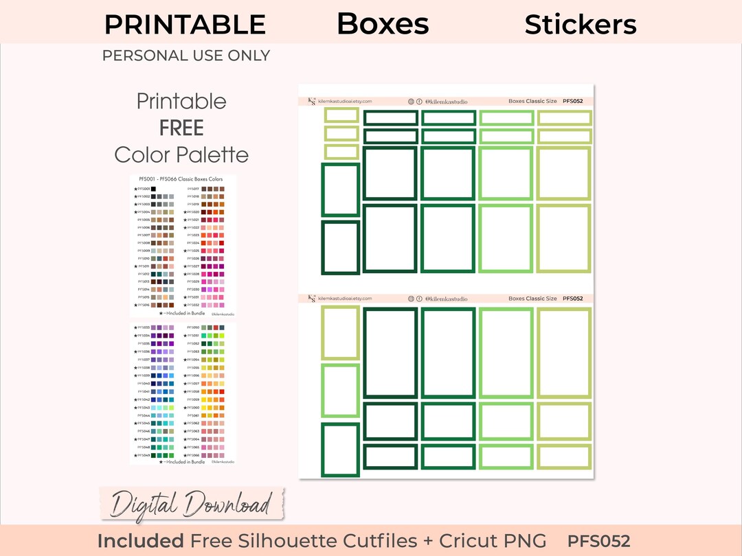 FULL BOXES Printable Planner Stickers, Functional Stickers, Happy ...