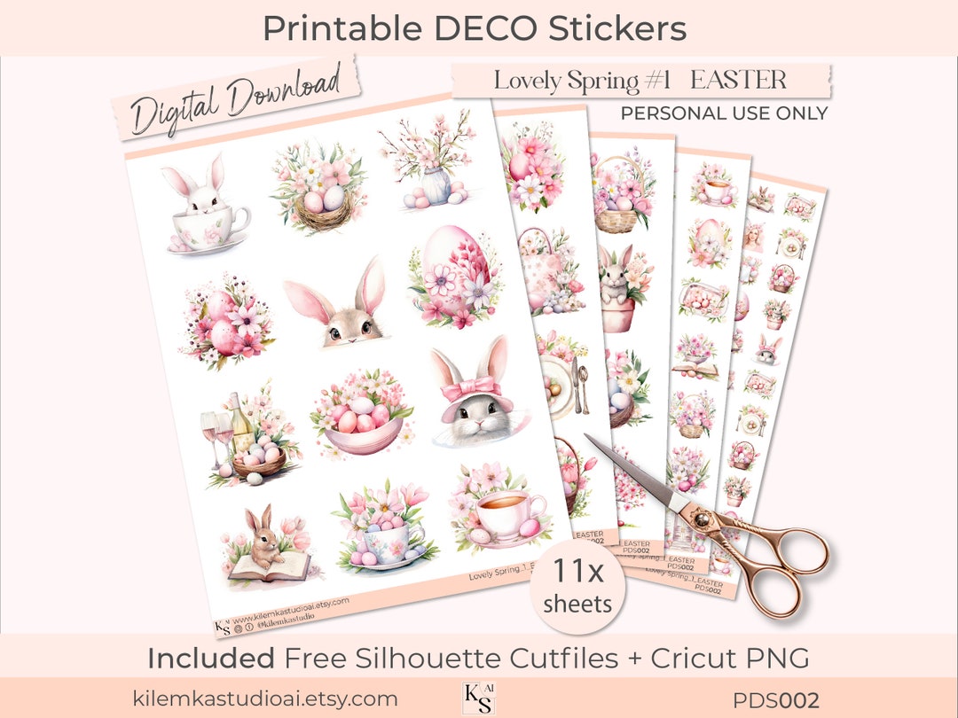 Lovely Spring #1 EASTER Printable Planner Stickers Deco Decorative ...