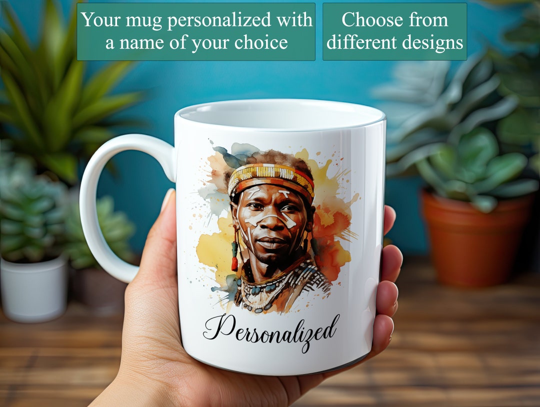 Personalized Man Zulu Mug, Kenyan Gift, Maasai Mug, Customized Coffee ...