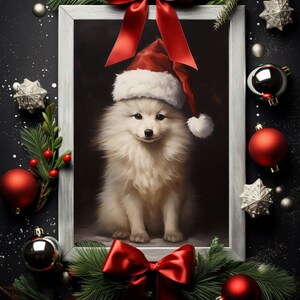 Xmas Poster, Fox Funny Santa Claus Decoration Artic Fox Christmas Gift ...