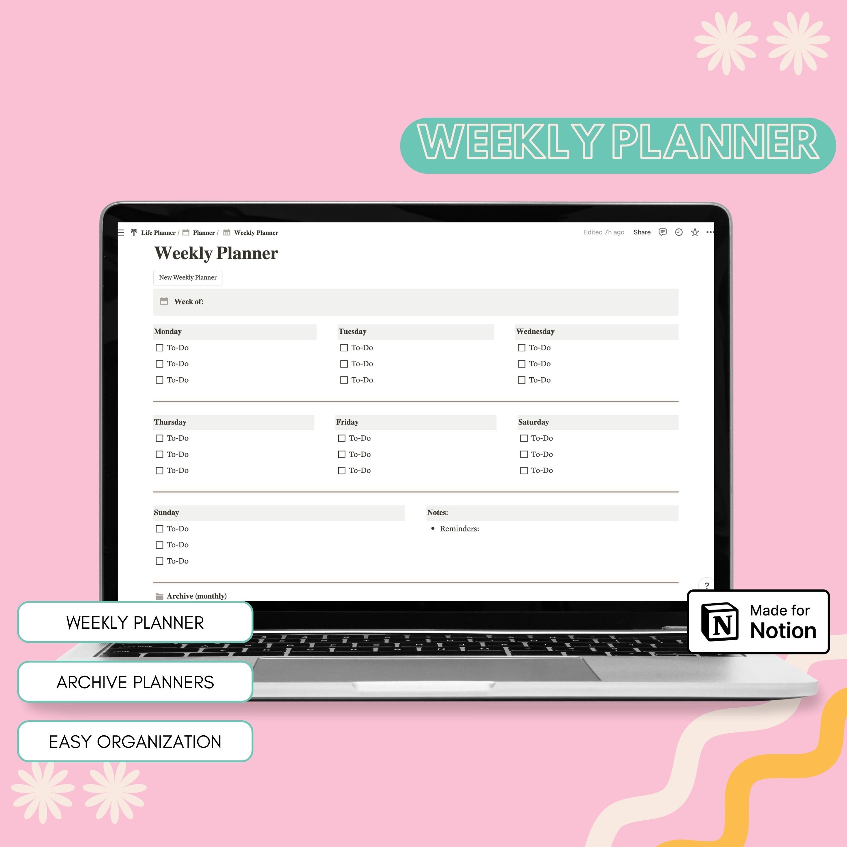 Notion Life Planner, Weekly Schedule, Habit Tracker, Aesthetic ...
