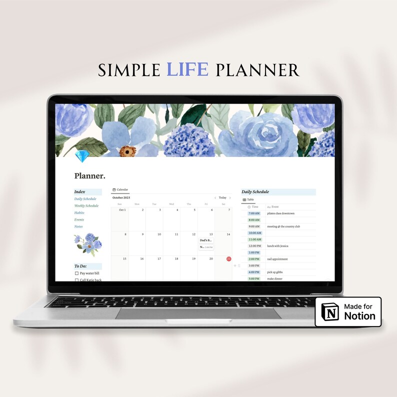 Simple Notion Life Planner, Weekly Schedule, Habit Tracker, Aesthetic ...