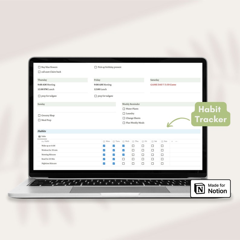 Simple Notion Life Planner, Weekly Schedule, Habit Tracker, Aesthetic ...