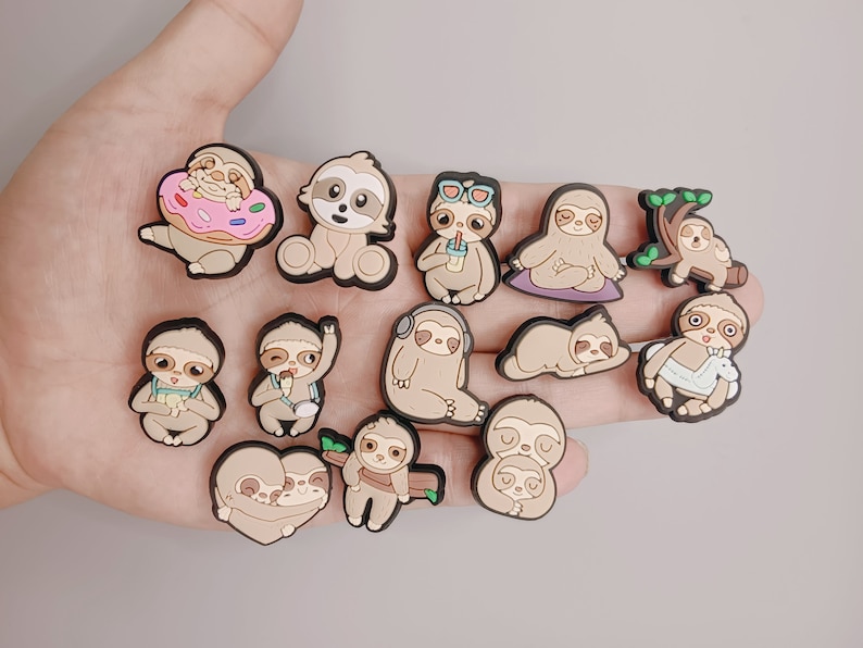Group of 13 Sloth Crocs Charms Cute Sloth Shoe Charm - Etsy