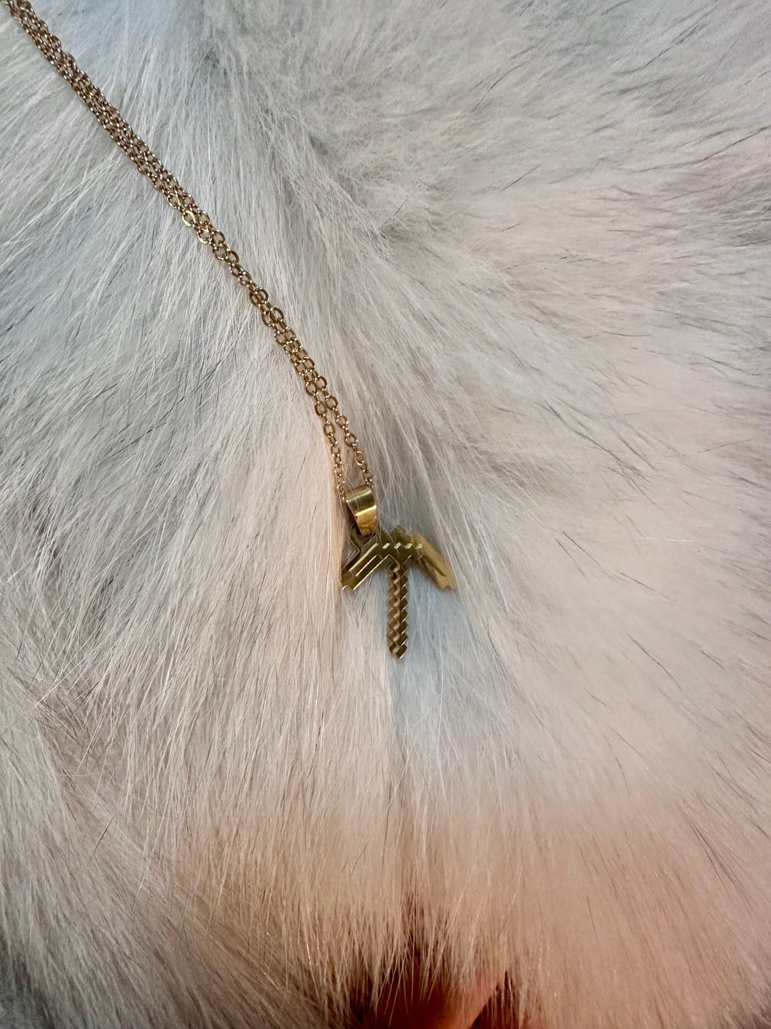 Gilded in Gold Minecraft Pickaxe Pendant - Etsy