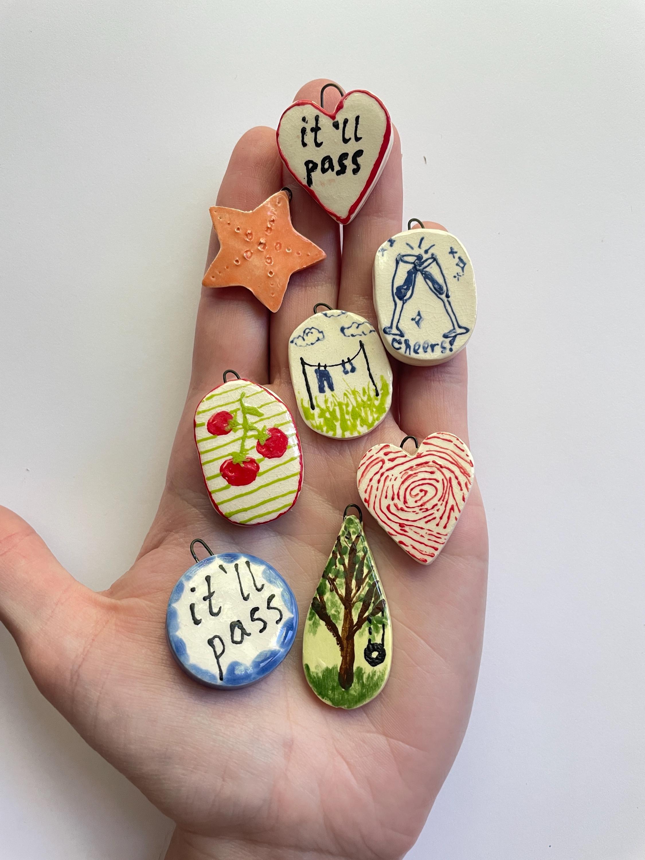 Ceramic Charms- Pendants, Handmade and Painted Charm - Etsy