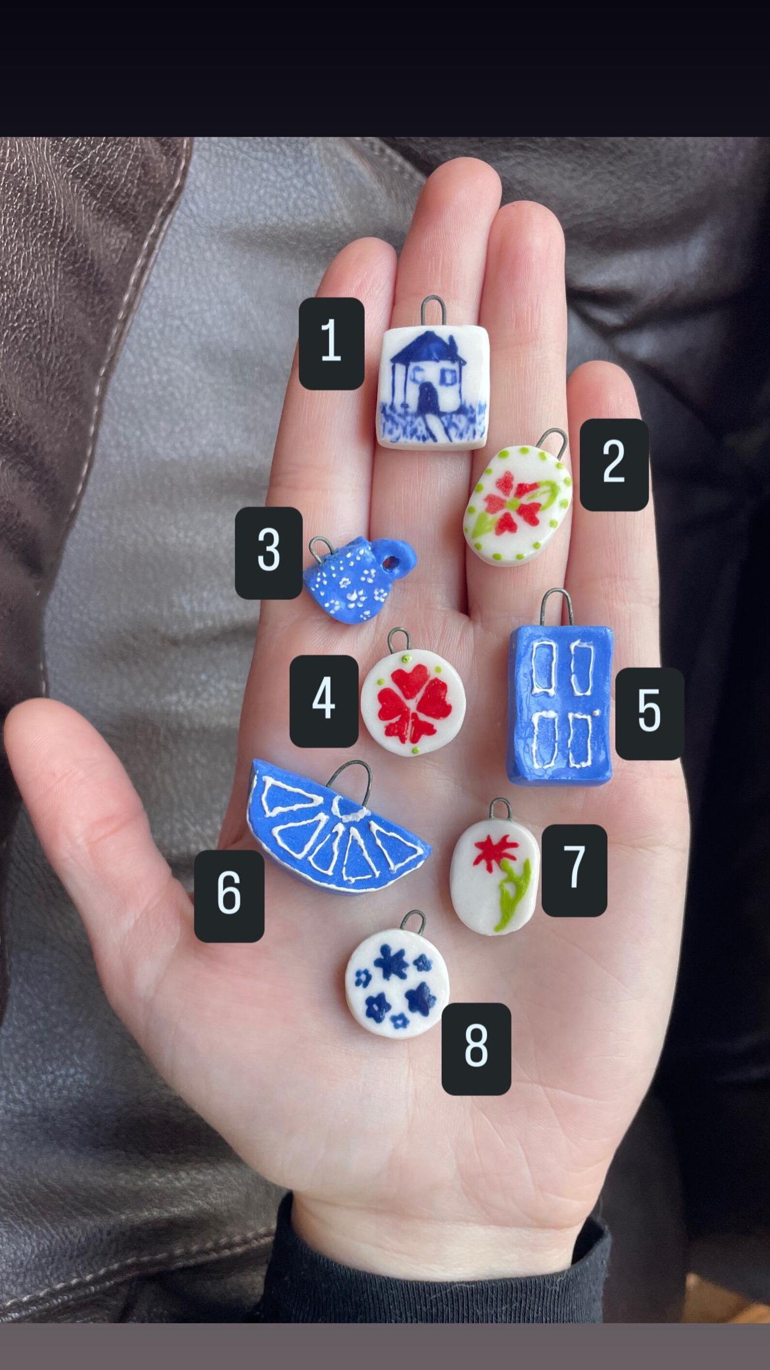 Porcelain Charms- Handmade Tiny Ceramic Pendants, Blue Porcelain - Etsy